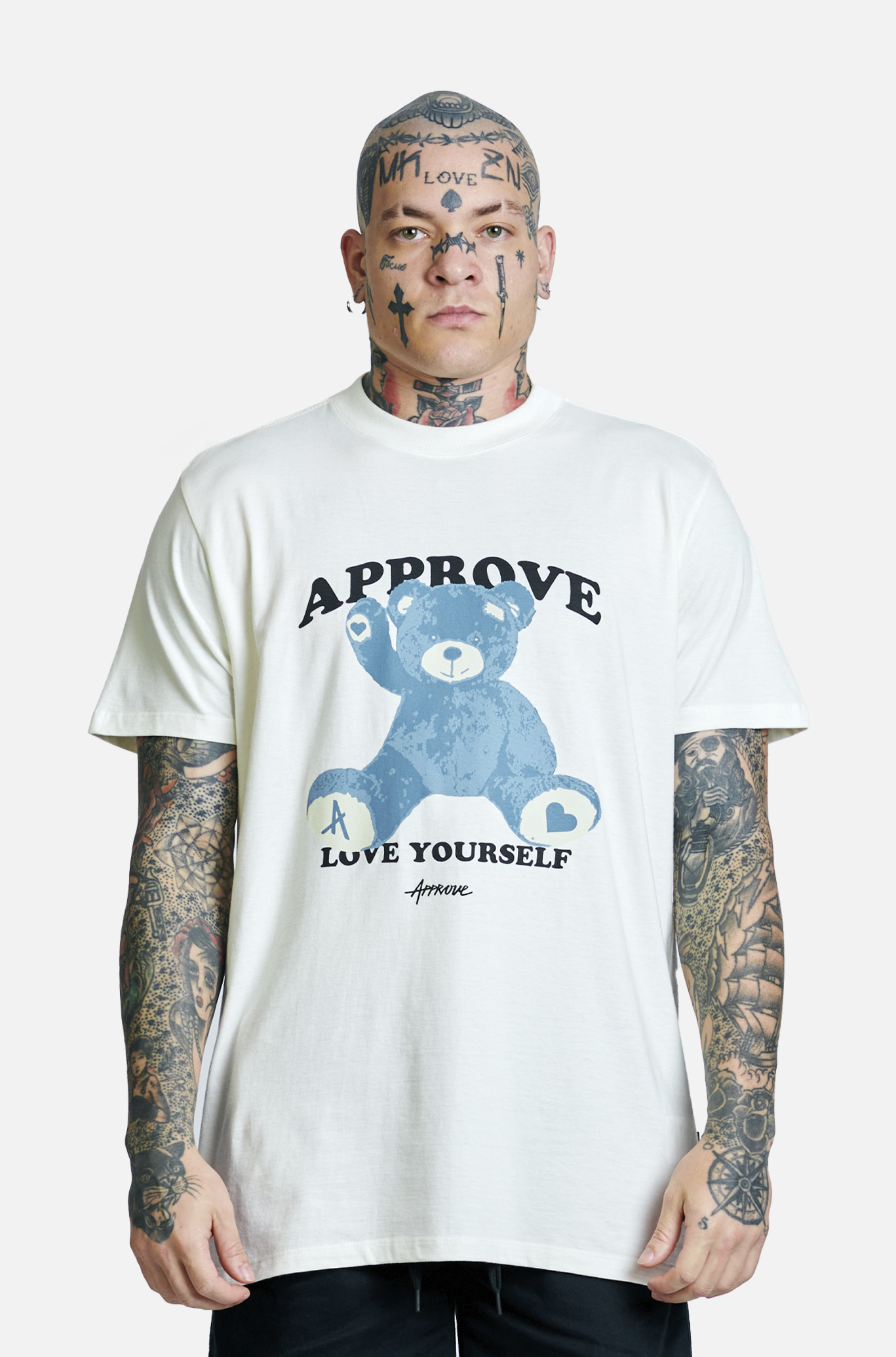 Camiseta Bold Approve Hi Bear Off White e Azul